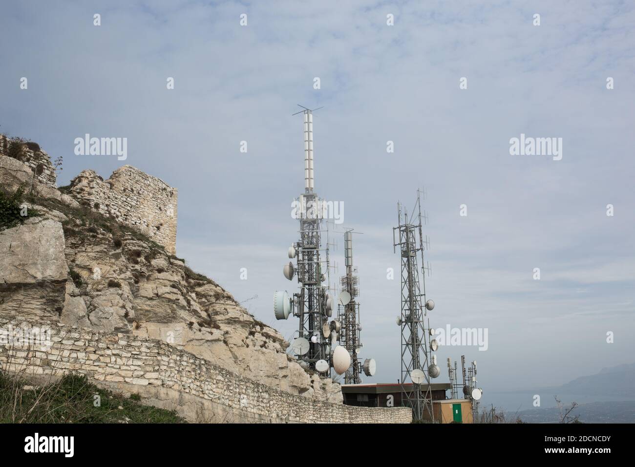 Communication tower technology in Italy Stock Photo - Alamy