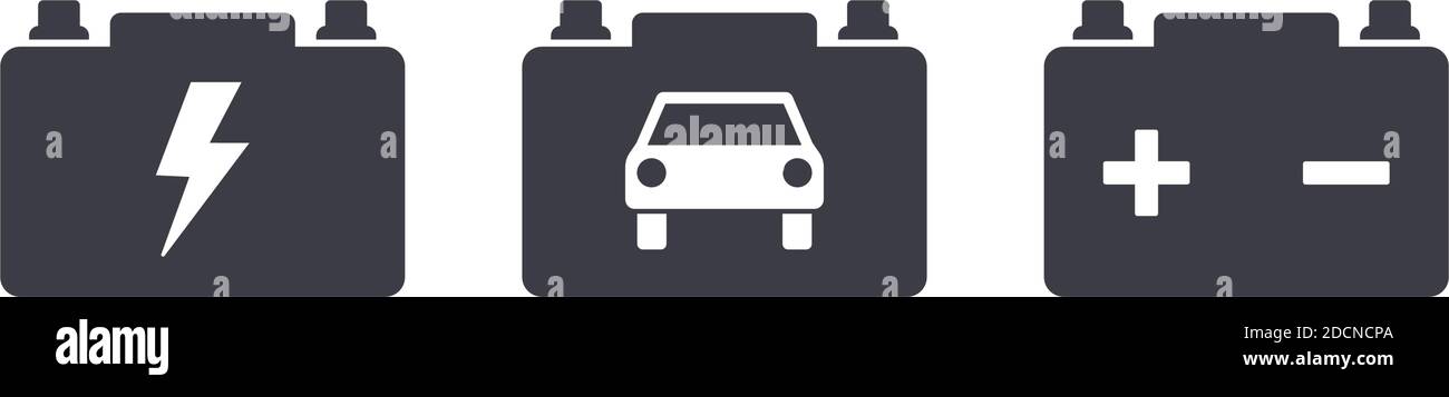 Car power battery symbol icons isolated on white background flat design ...