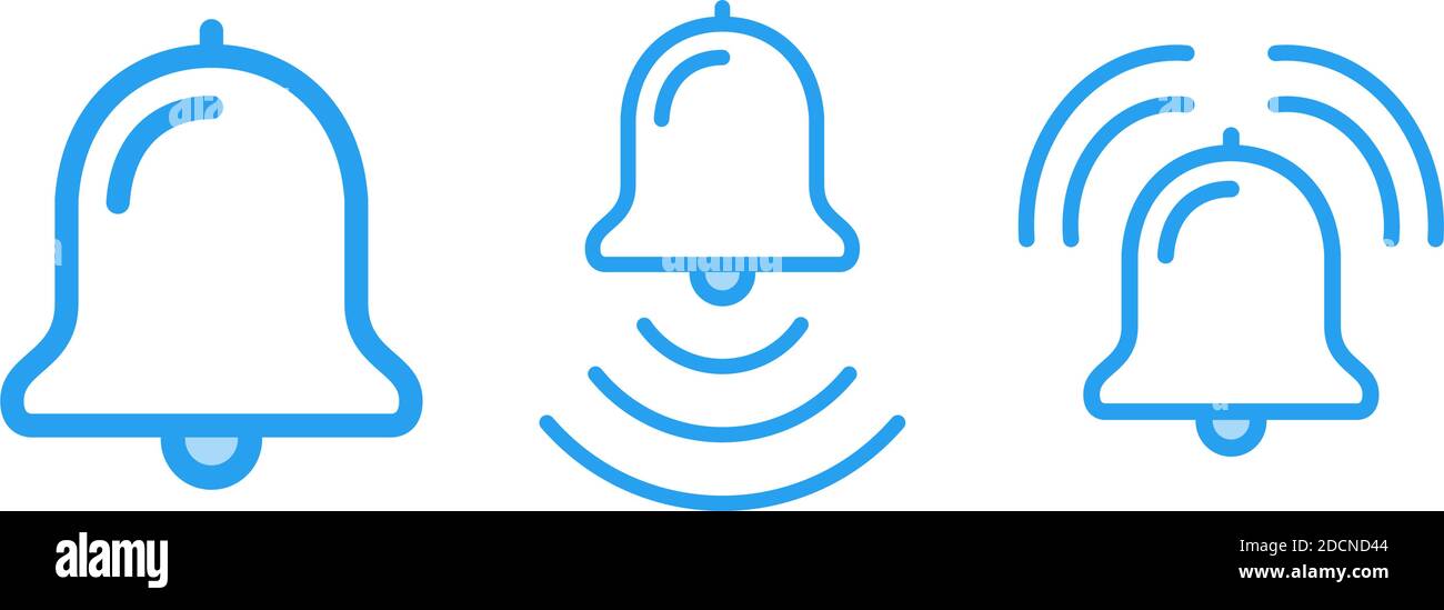 Bell and ringing bell icons vector line art illustrations Stock Vector ...