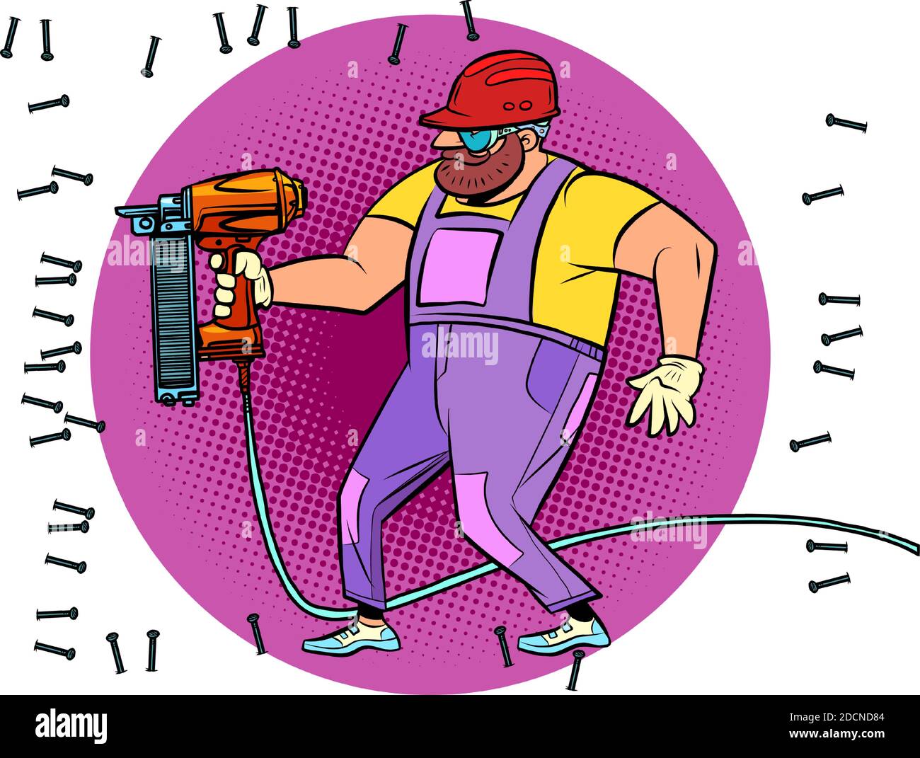 Male builder drilling wall Stock Vector Images - Alamy
