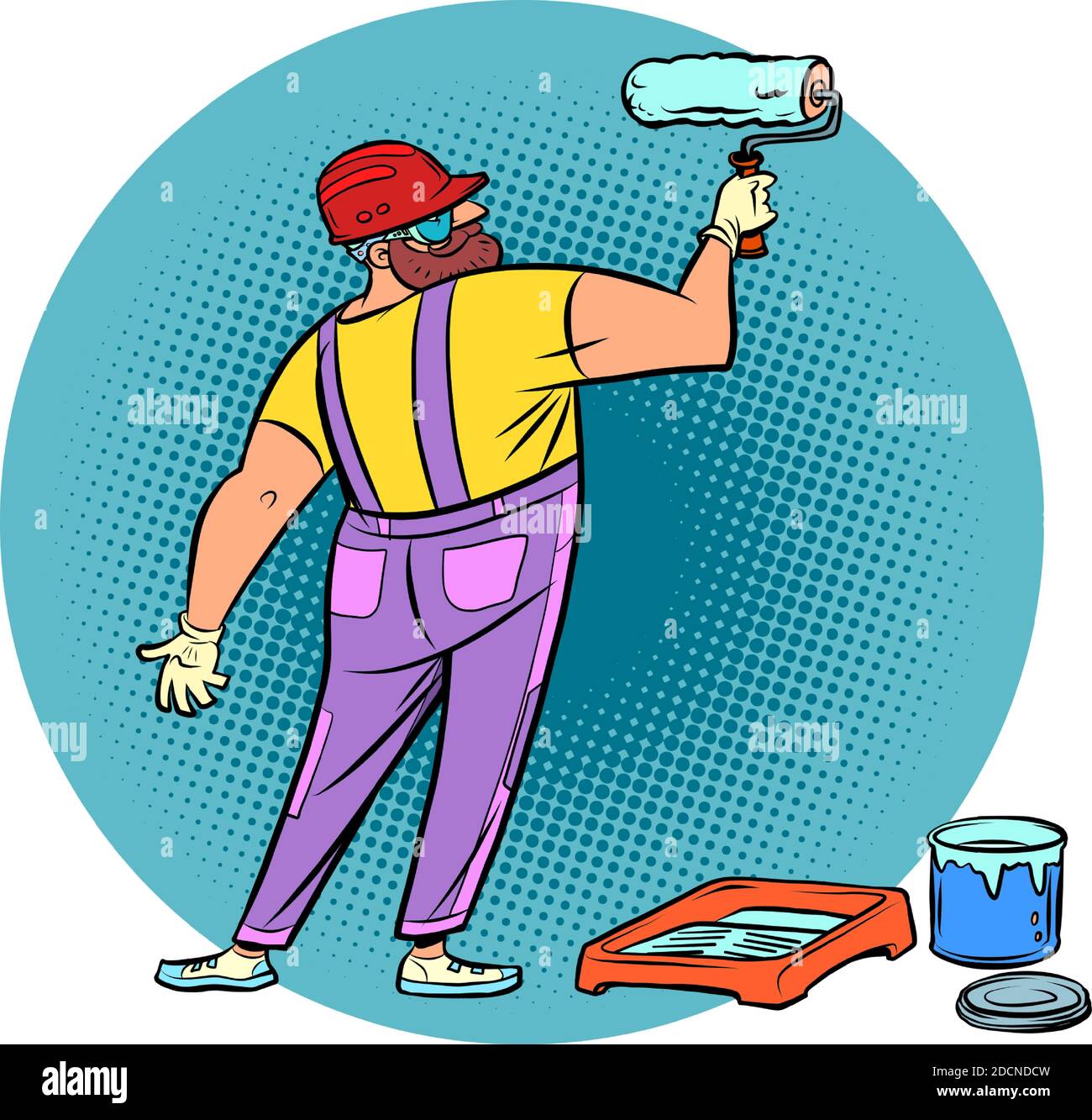 A male house painter paints a wall Stock Vector Image & Art - Alamy