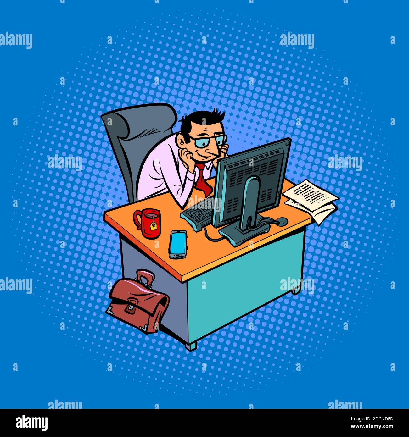 Man smiling while looking at keyboard Stock Vector Images - Alamy