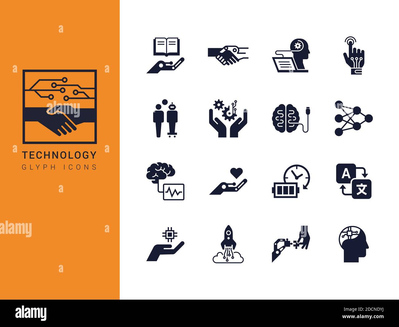 Technology icons in a flat style isolated on a white background ...