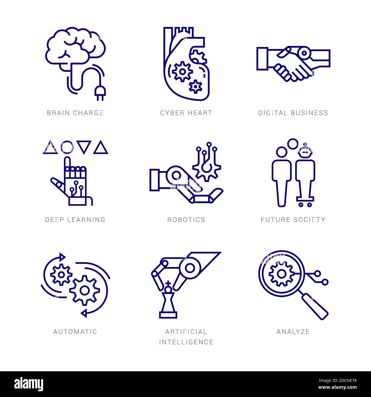 A set of vector linear icons isolated on a white background on the ...