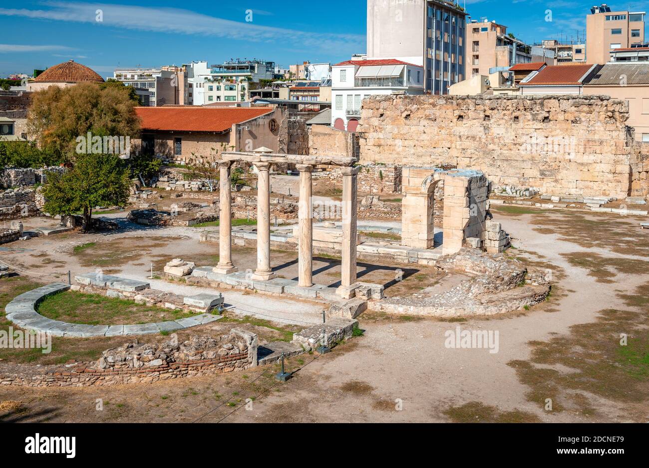 Hadrian's library, view from south. It was created by Roman Emperor Hadrian on the north side of ...