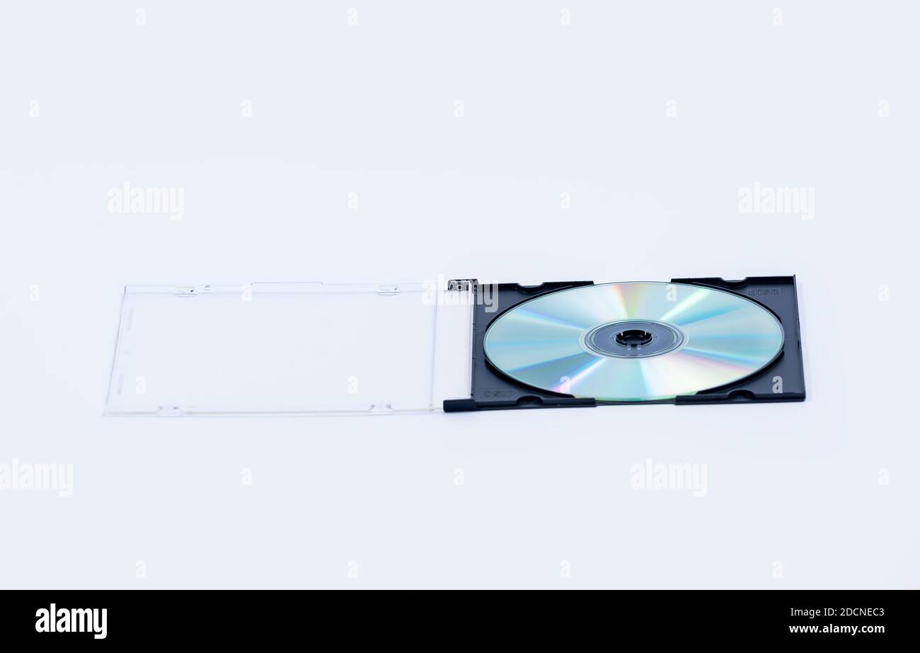 Compact disc, CD inside its plastic case isolated on white background ...
