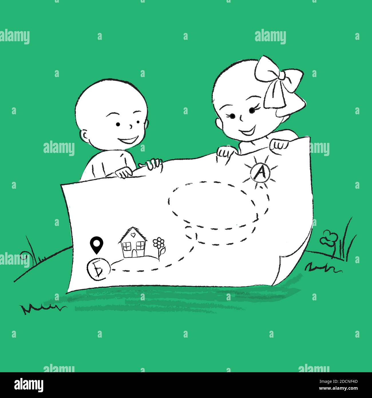 boy tourist read map guide with group girls. into Map, Adventure ...