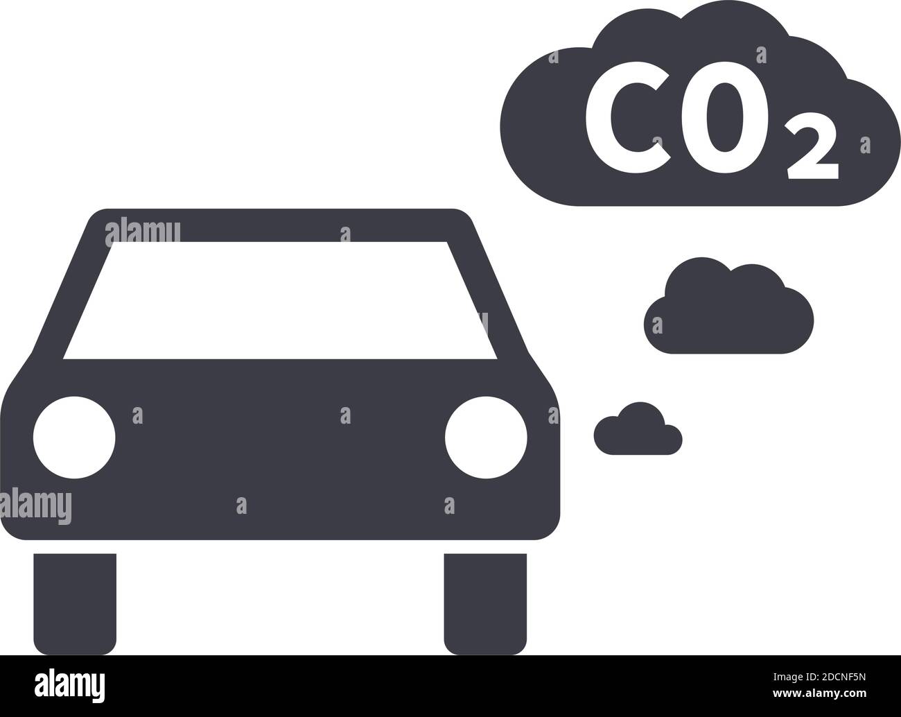 Car with CO2 air pollution clouds symbol traffic warning icon vector ...