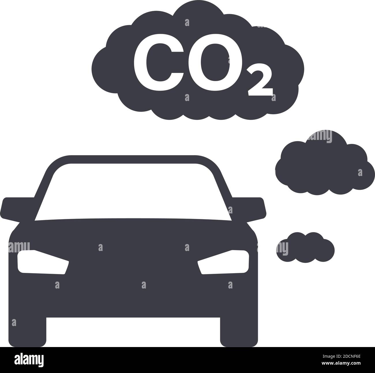 Car with CO2 clouds symbol traffic pollution warning icon vector ...