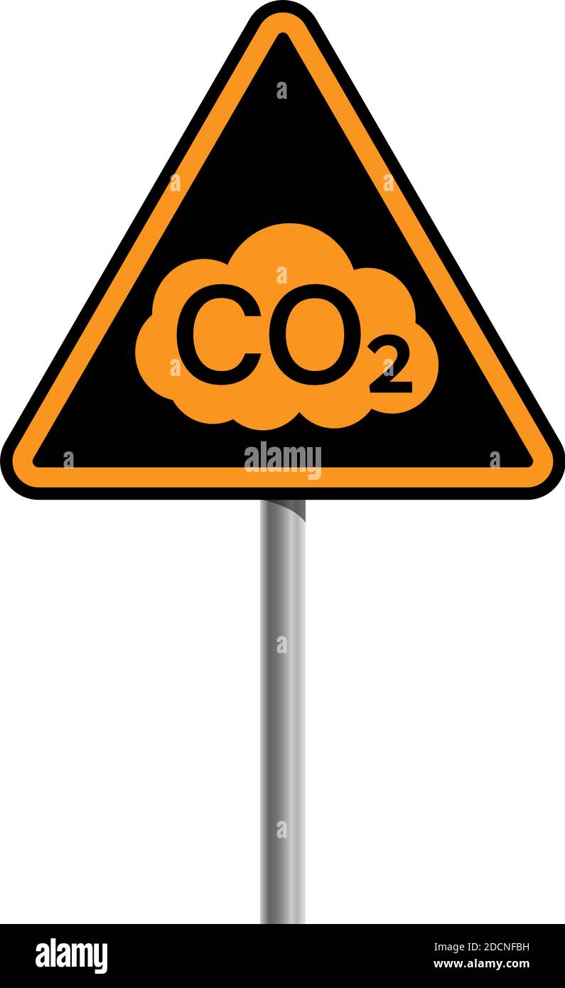 CO2 pollution warning road sign orange black cloud symbol vector ...