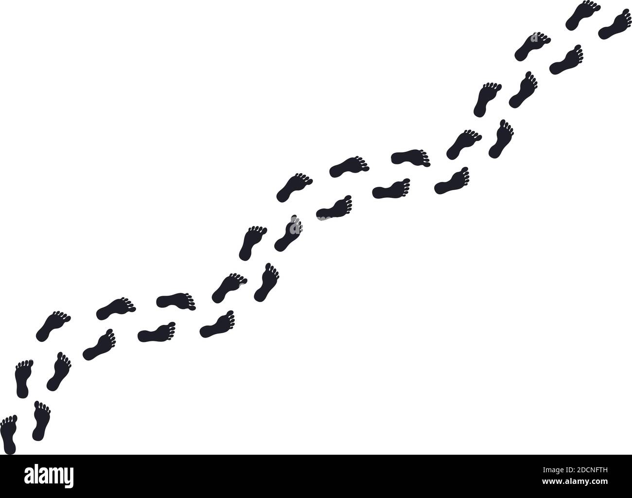 Human barefoot footprint steps footpath silhouettes vector illustration ...