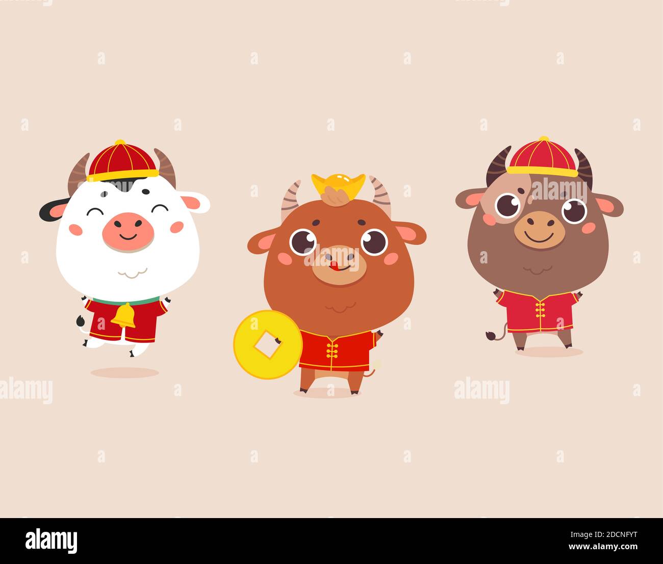 Christmas design template with cute oxen Stock Vector Image & Art - Alamy