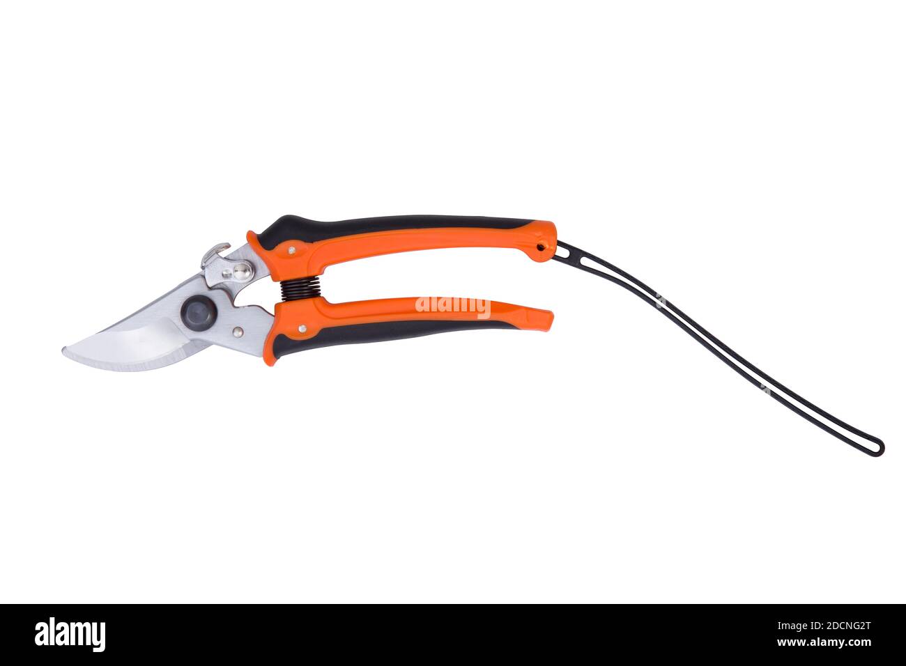 red gardening scissors isolated on a white background . Red garden pruner . Garden secateurs ...