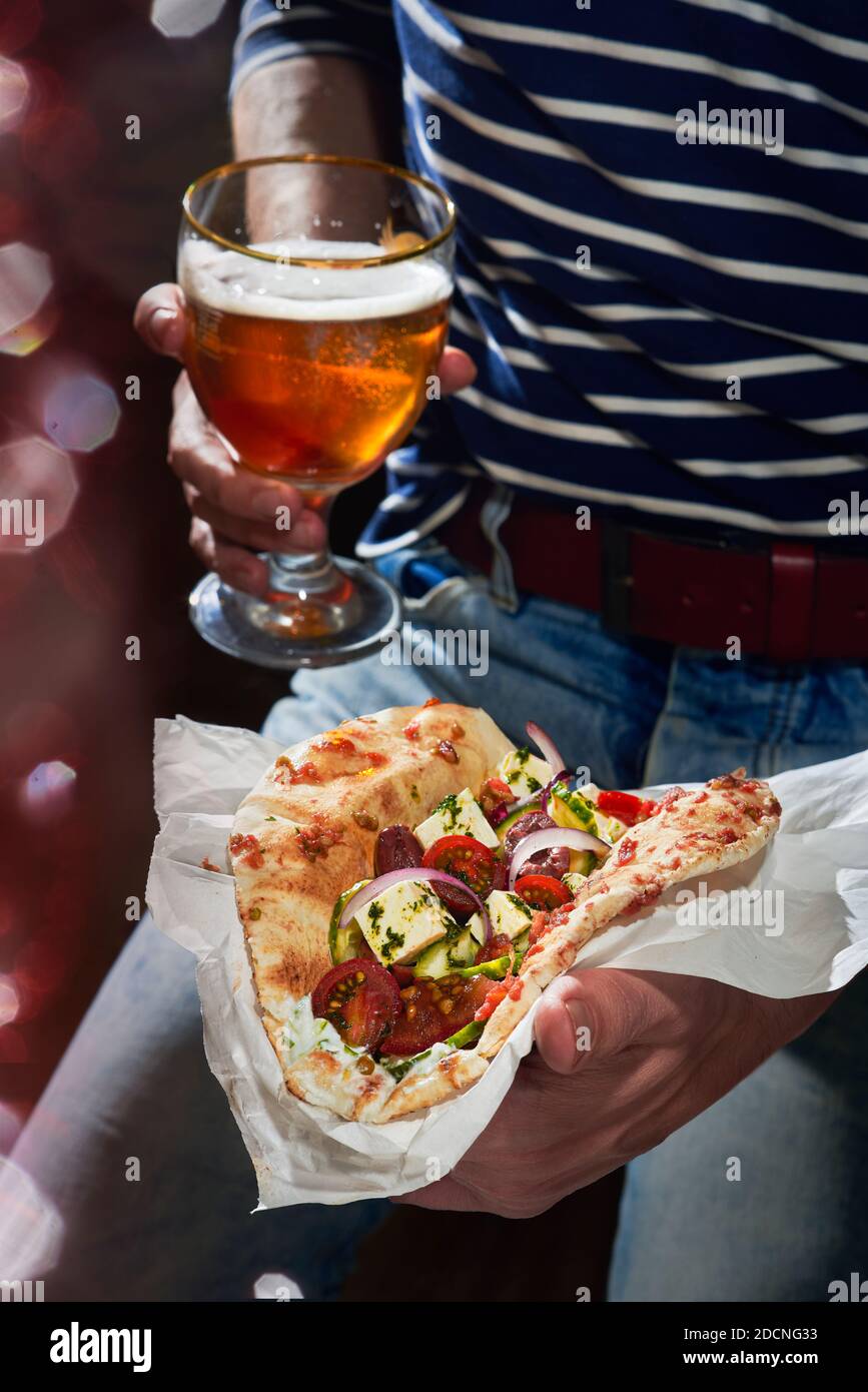 Man eating souvlaki typical greek hi-res stock photography and images ...
