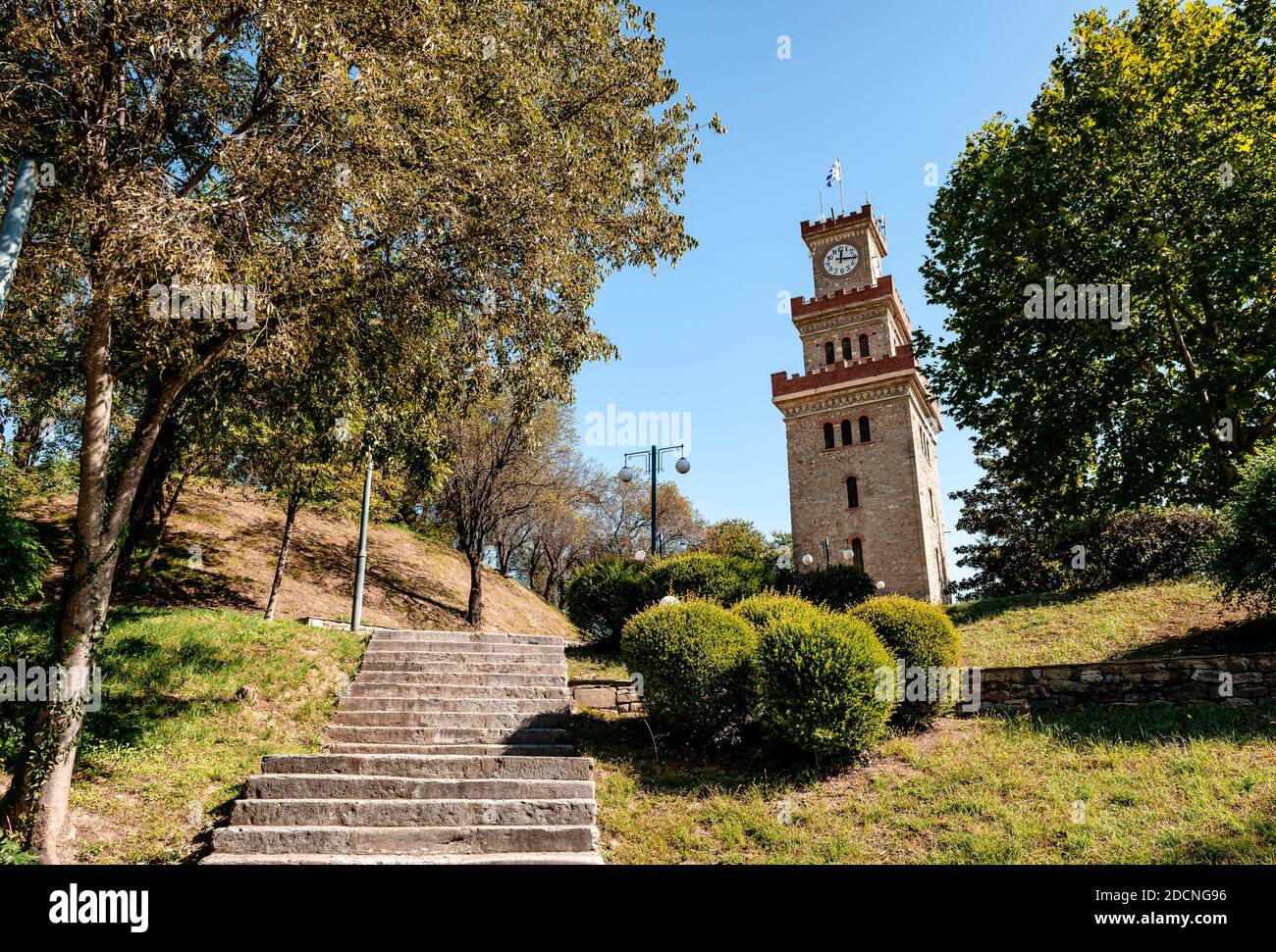 The Clock Tower in Trikala, Greece. The tower was built in the 17th ...