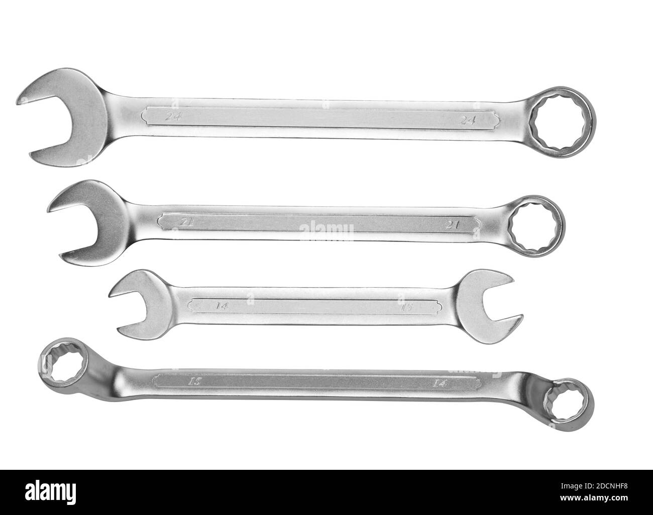 Set of wrenches isolated on a white background. Steel wrench on white ...