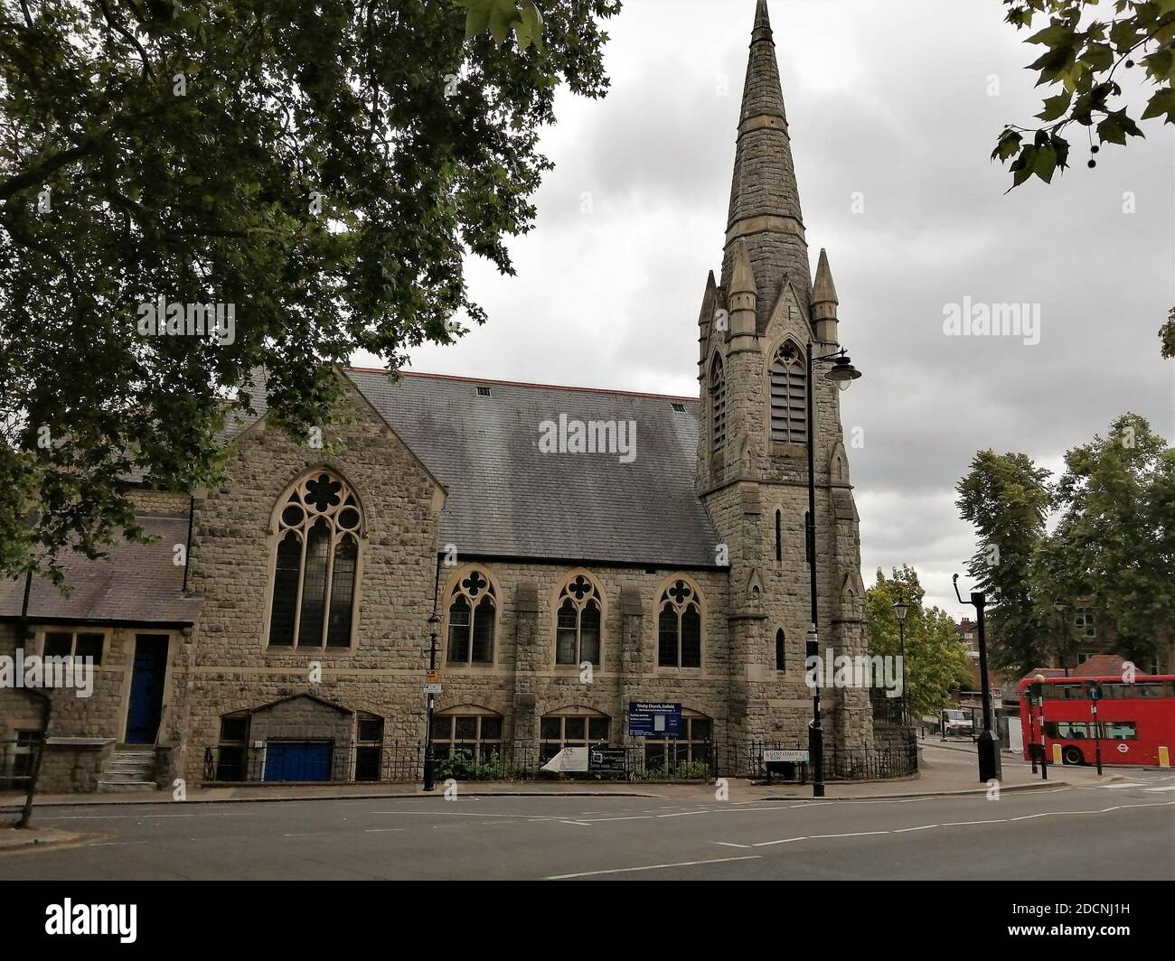Classical and old English buildings, old garden walls and street view ...