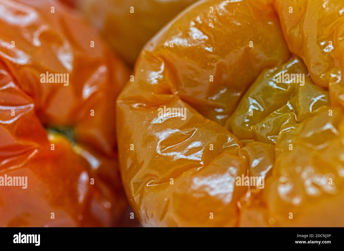 Rotten red cherry tomatoes macrophotography. Natural textures Stock ...