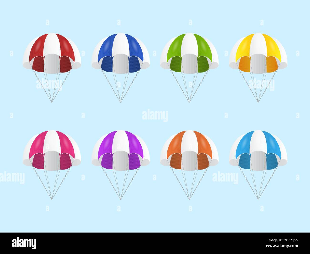 Vector 3d Realistic Colored Stripe Parachute Icon Set Isolated. Design ...