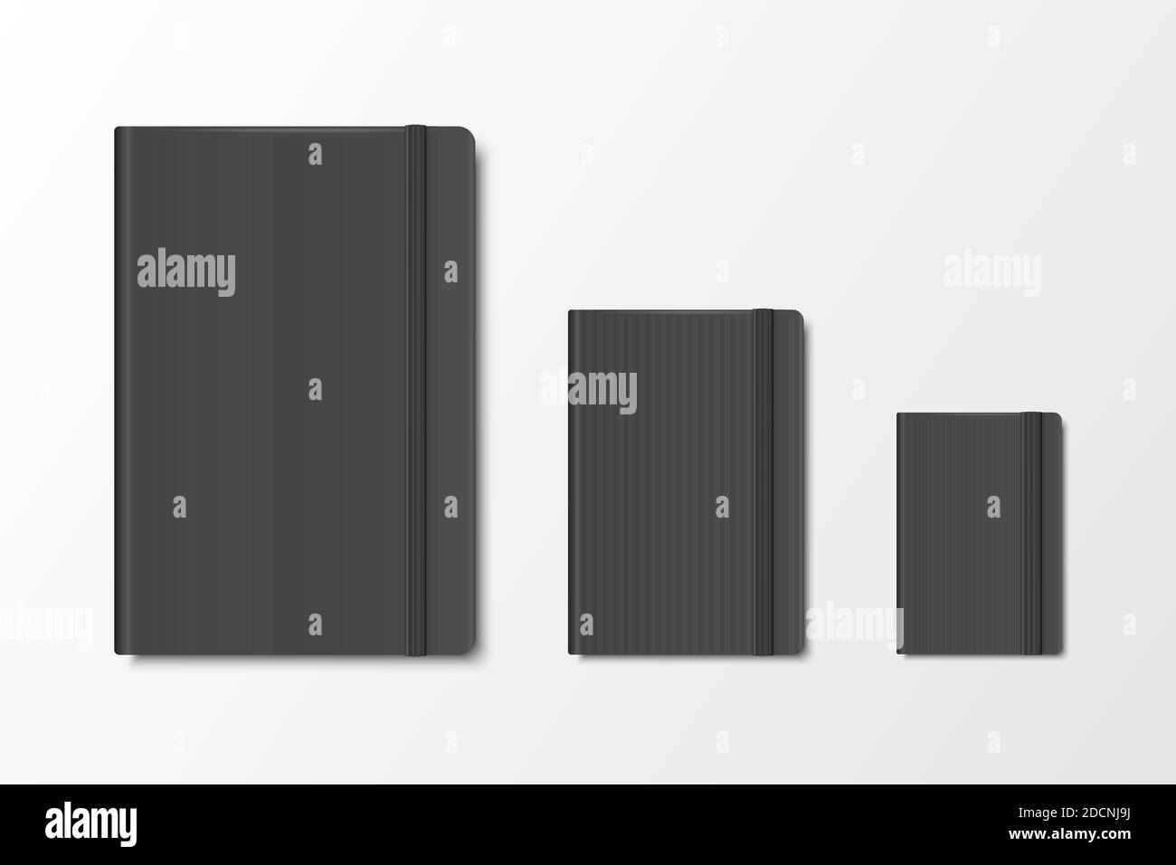 Vector 3d Realistic Black Closed Blank Paper Notebook Set Isolated on ...