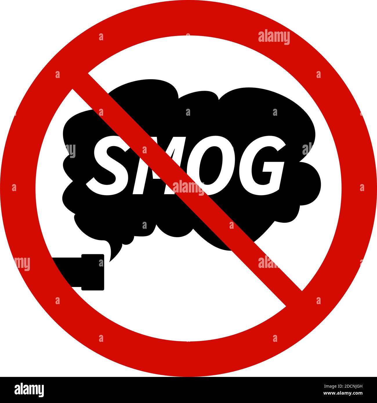 Car exhaust smog pollution cloud ban or forbidden road sign or symbol ...