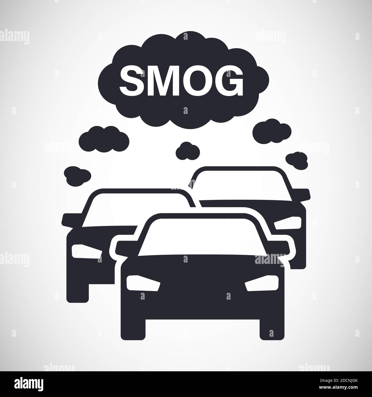Cars and traffic with smog clouds symbol pollution warning icon vector ...