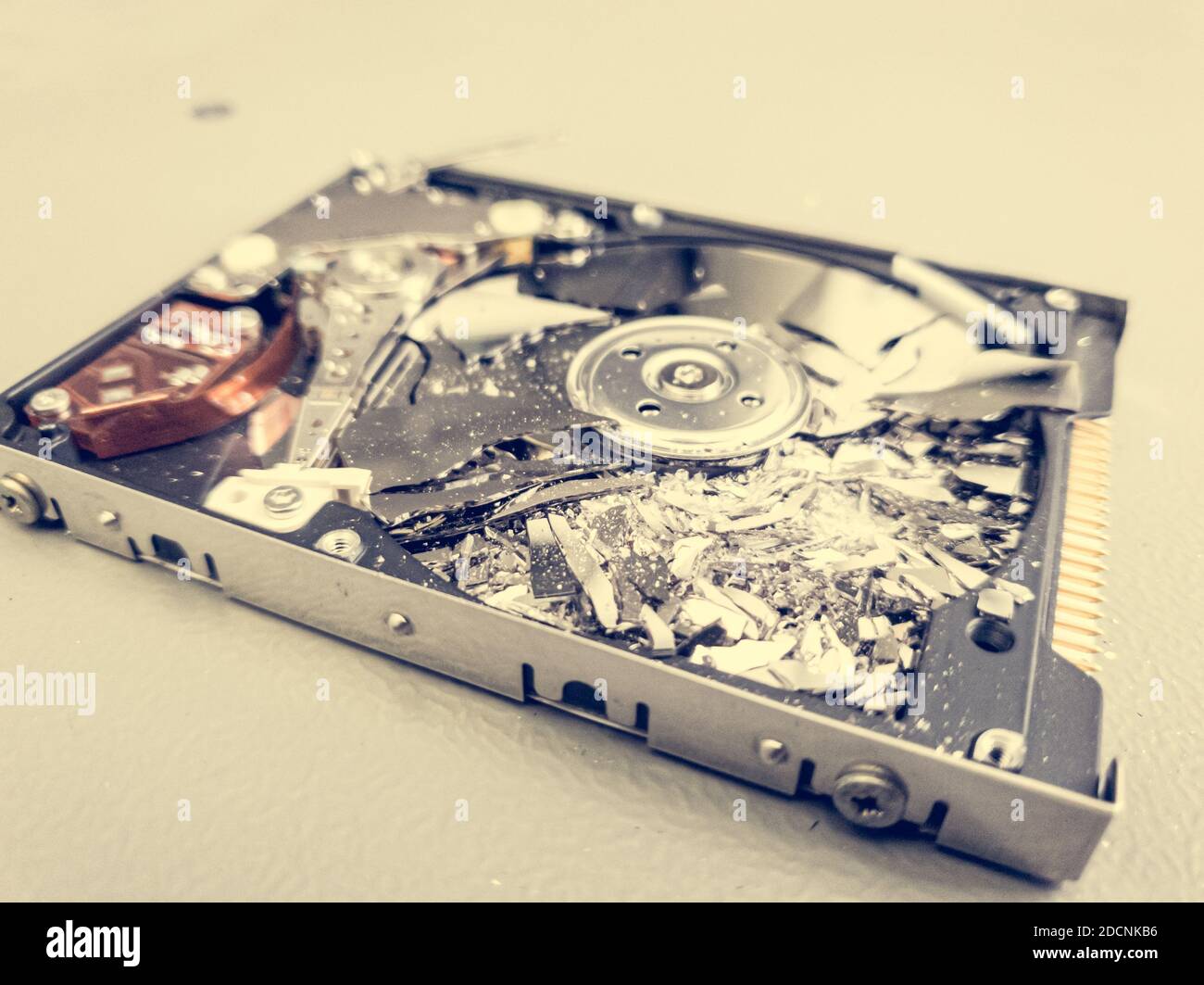 Shattered platter of computer hard drive disk Stock Photo - Alamy