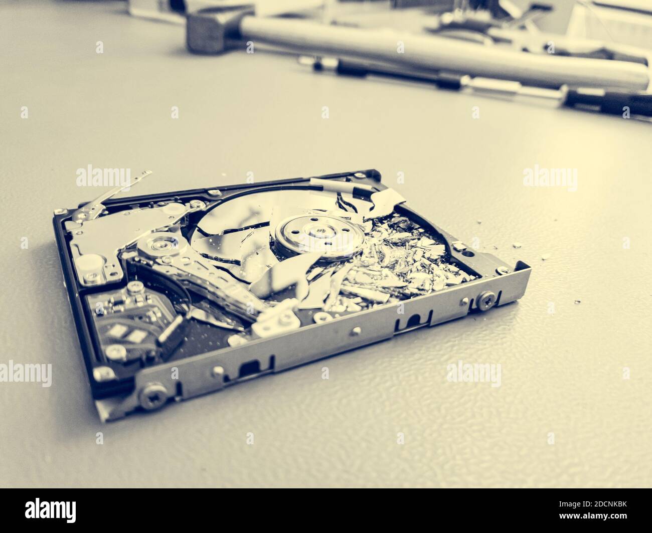 Shattered platter of computer hard drive disk Stock Photo - Alamy