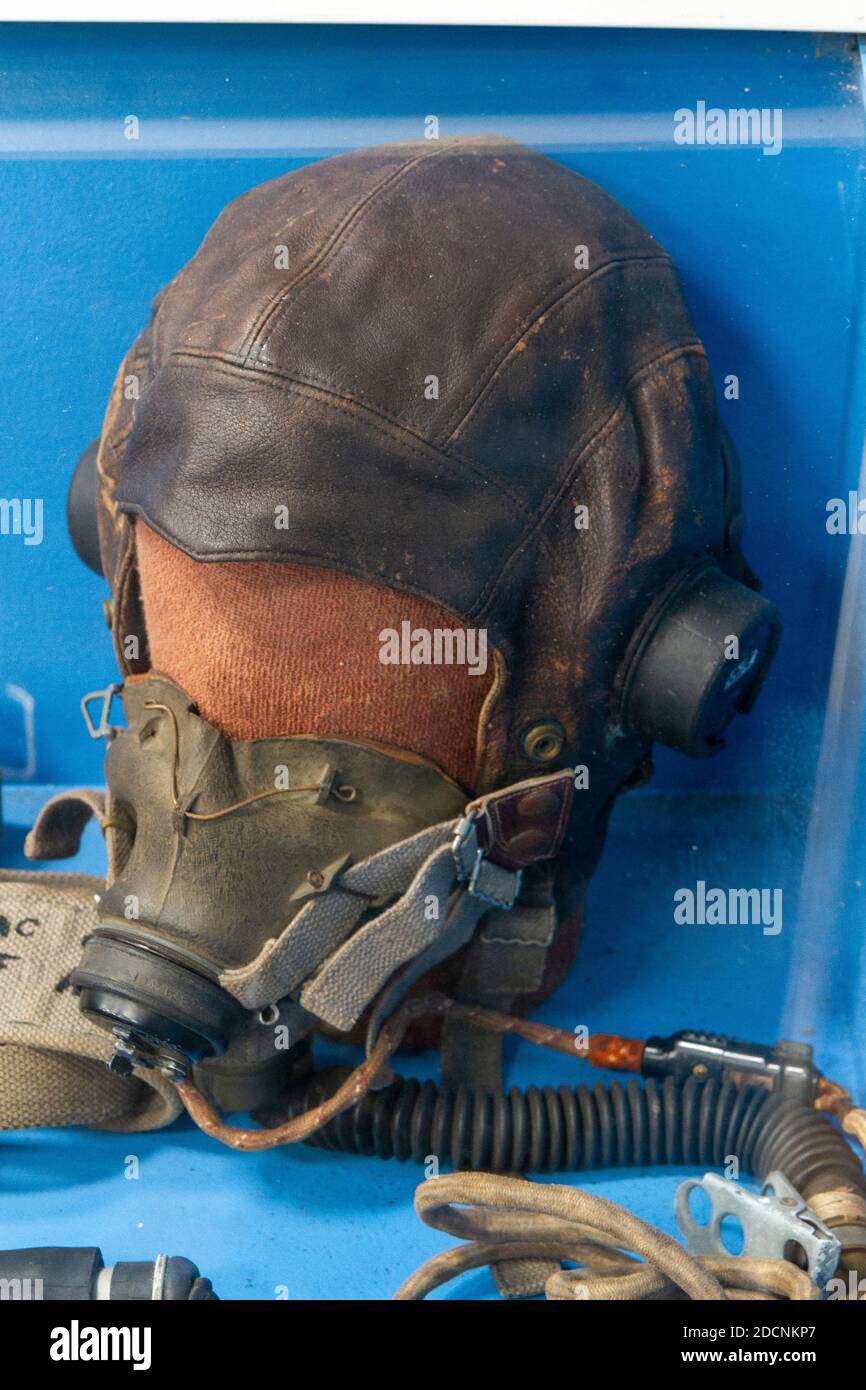 WWII RAF pilots helmet with G Mask, Lincolnshire Aviation Heritage ...