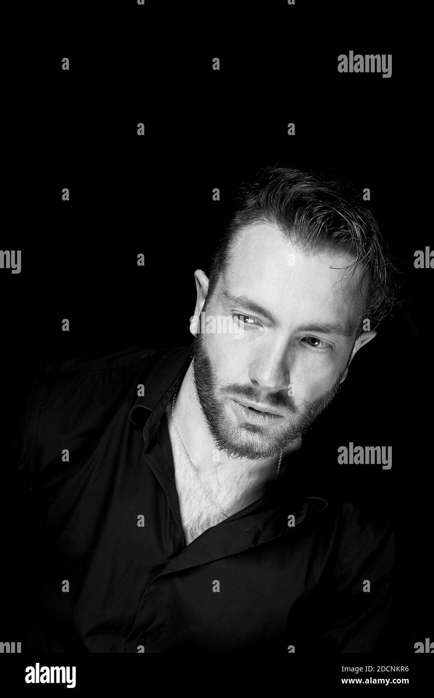 Vertical portrait adult red Black and White Stock Photos & Images - Alamy