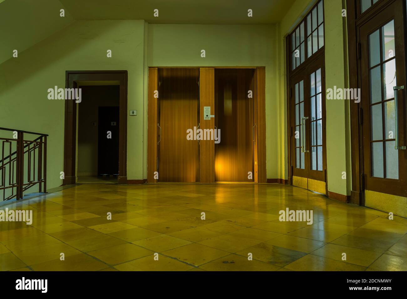 An old paternoster lift, a paternoster elevator in action Stock Photo ...