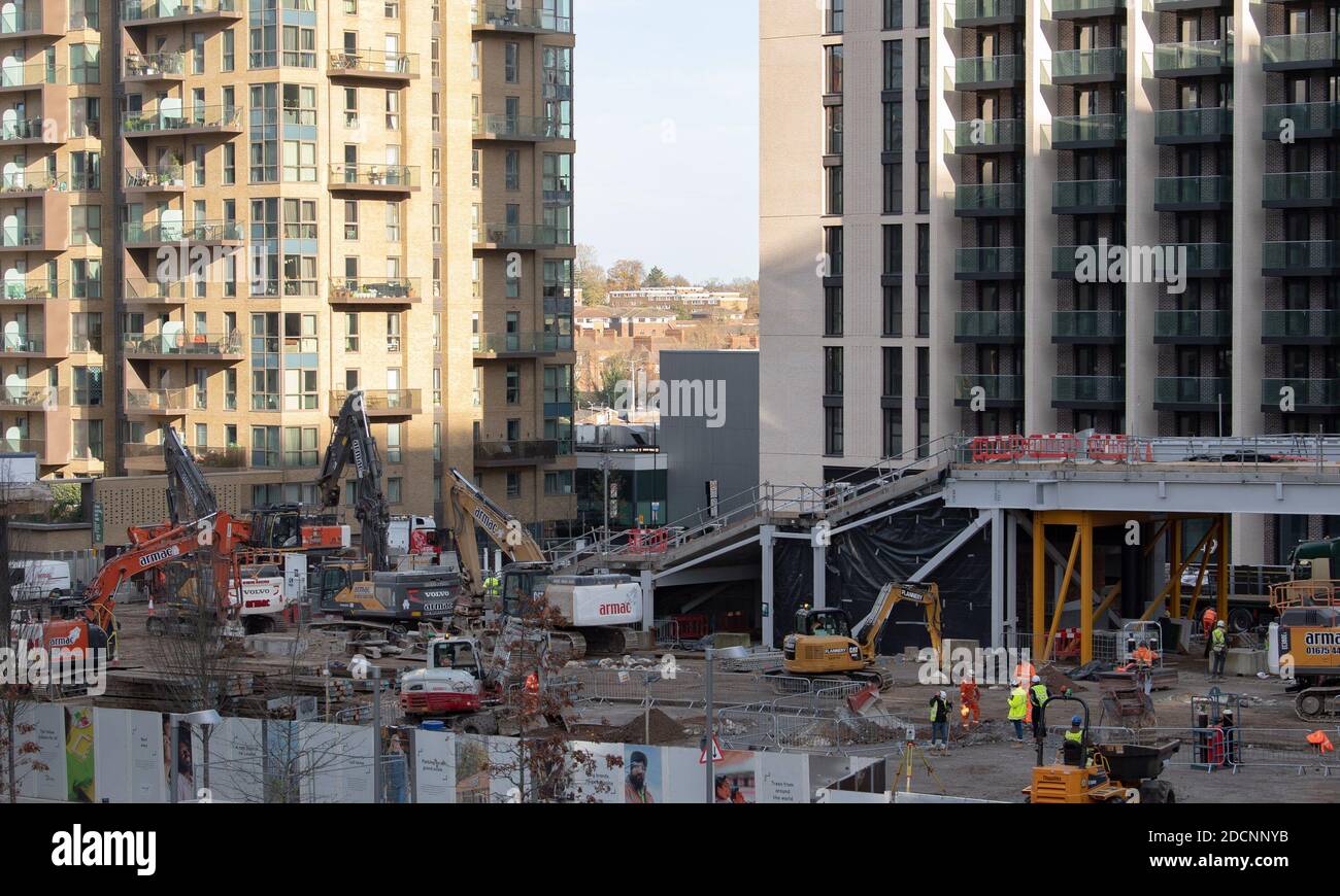 Wembley Stadium, UK. 22nd Nov, 2020. Building works are carried out at ...