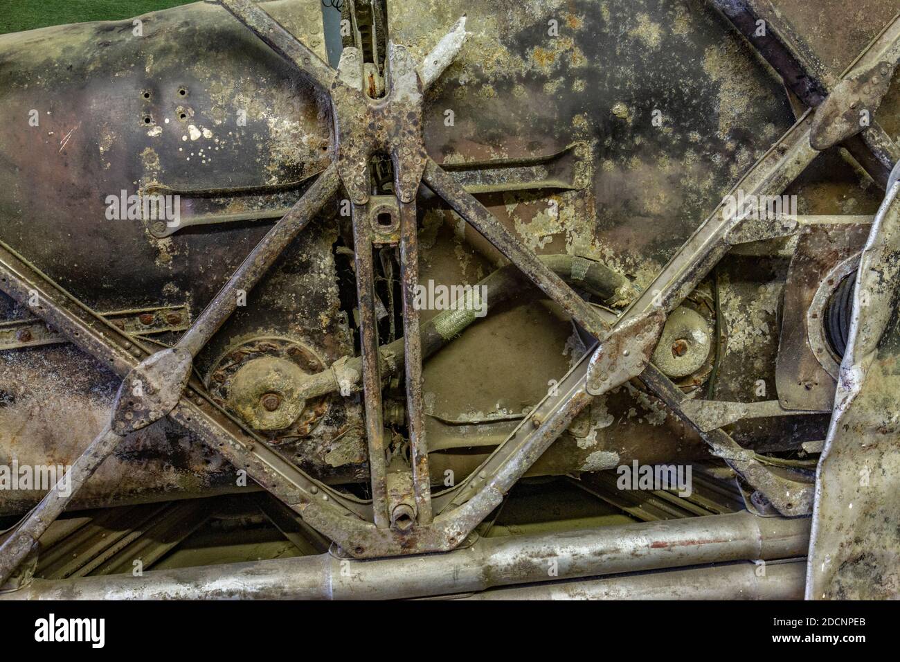 The fuel tanks on the wing of a WWII Vickers Wellington bomber (the ...