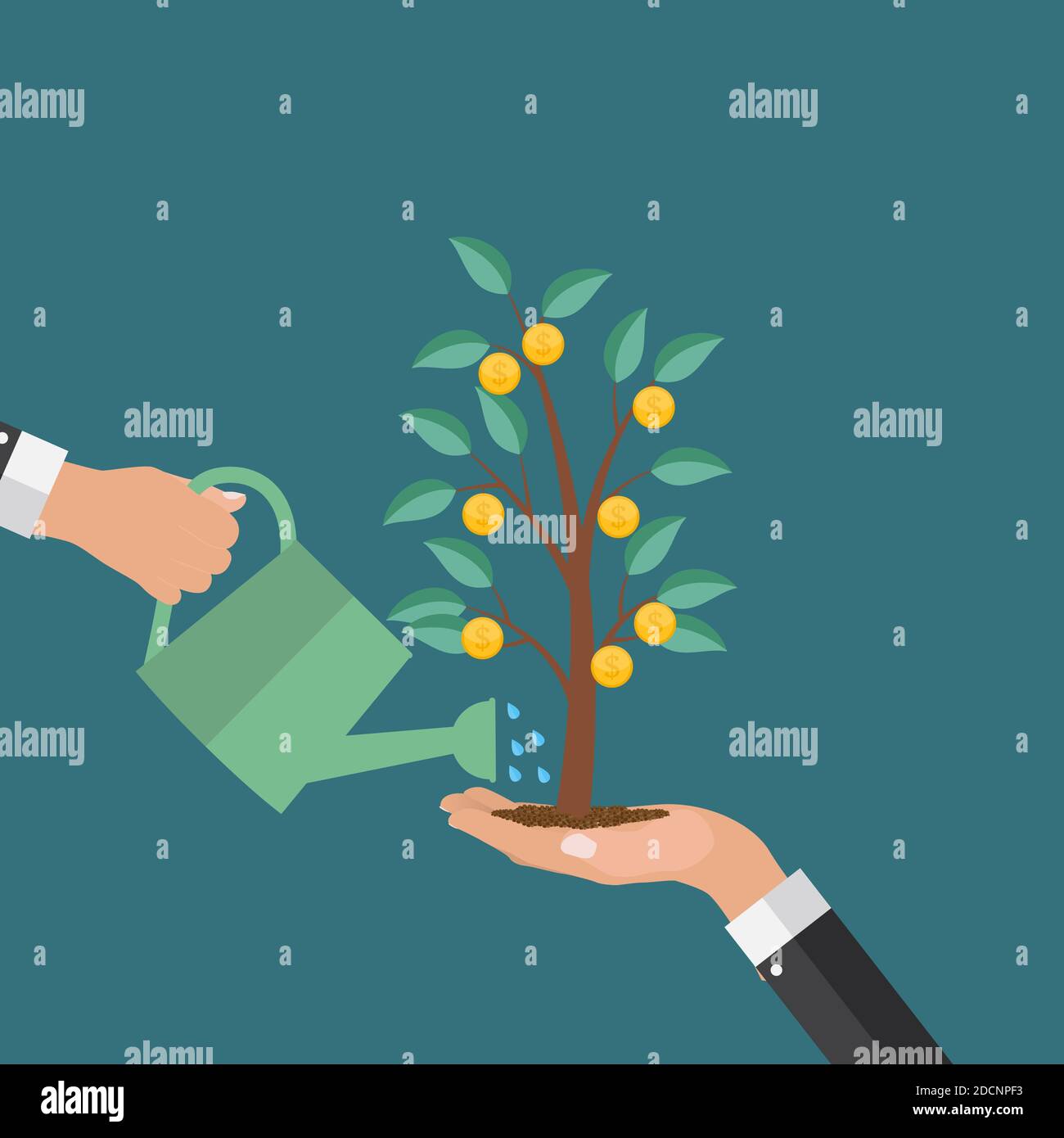 Money Tree, Financial Growth Flat Concept Illustration Stock Photo - Alamy