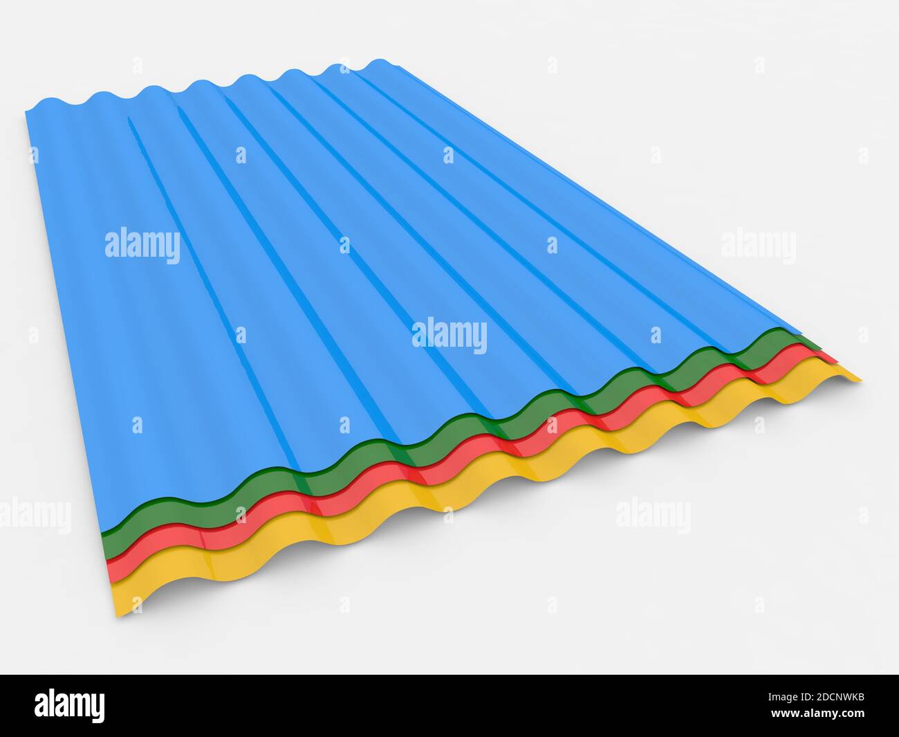 Plastic colored slate on a white background. 3d render illustration ...