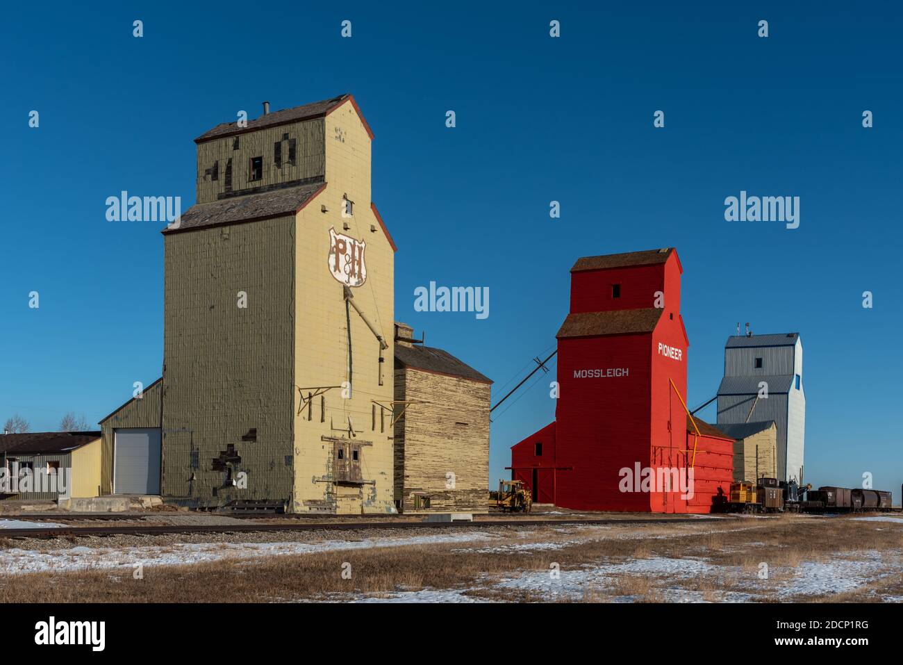 Mossleigh, Alberta - November 21, 2020: Elevator row in Mossleigh ...