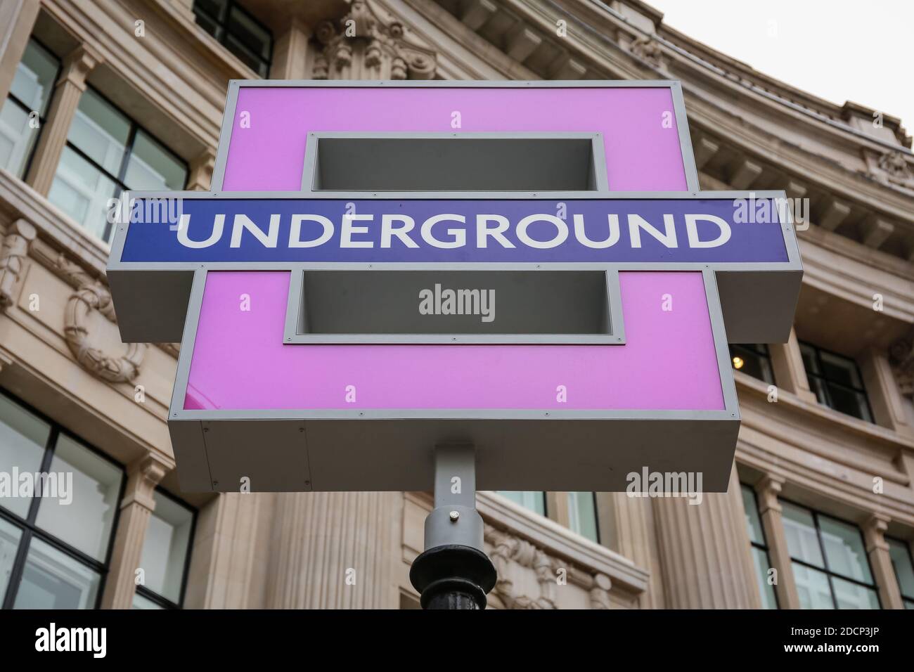 London, UK. 21 November 2020. Underground signs are re-imagined as ...