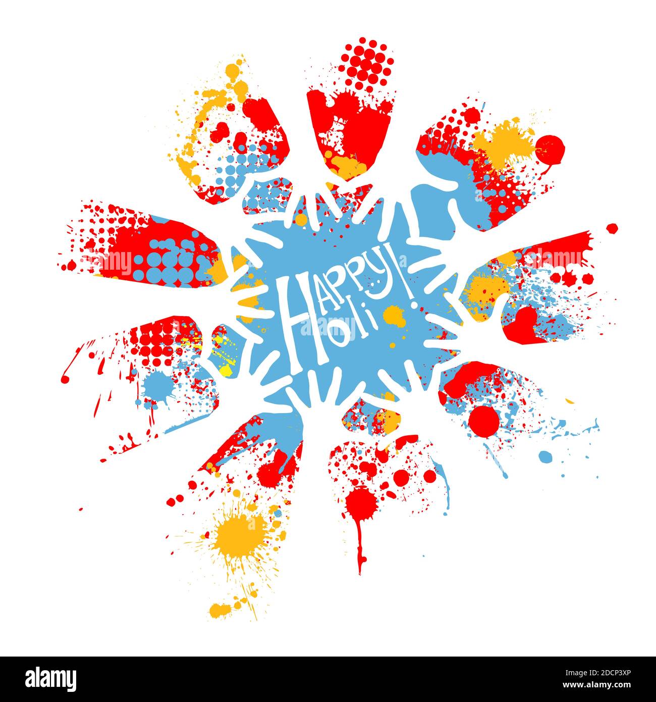 illustration of colorful hand print in Happy Holi background Stock ...