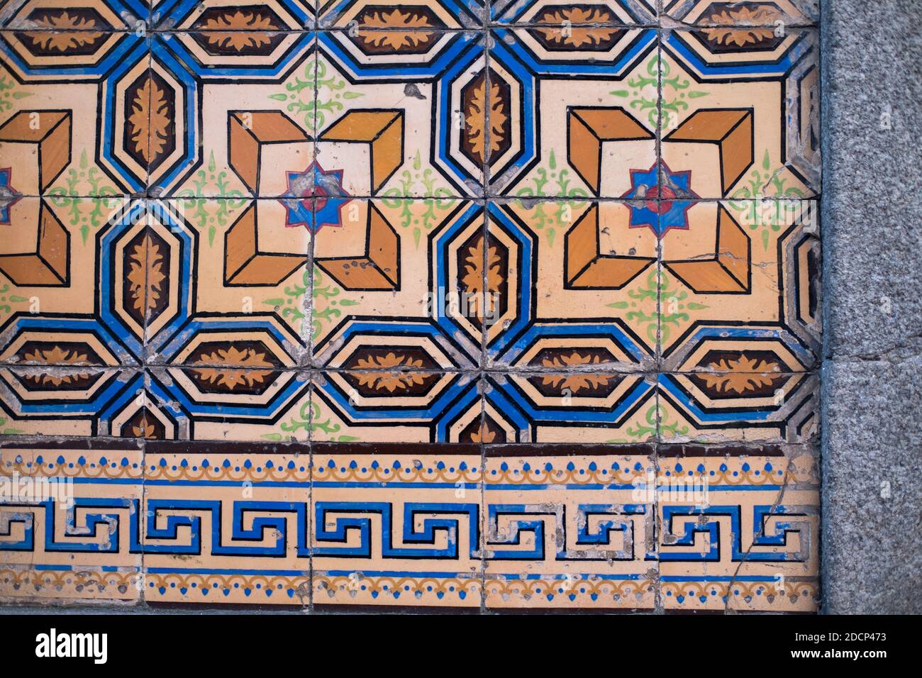 Traditional old tiles wall on the street painted tin-glazed, azulejos ...