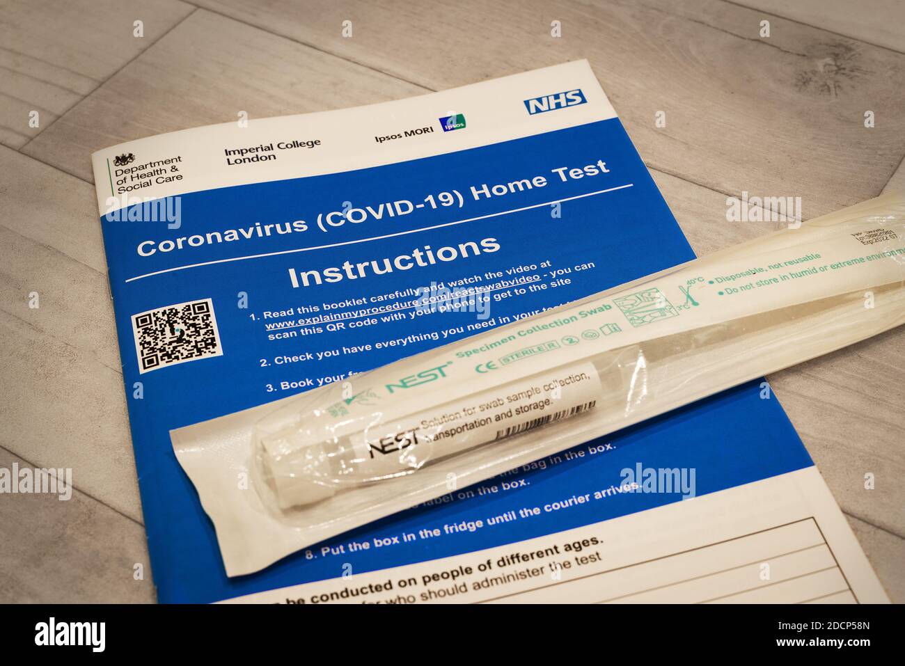 Coronavirus home test kit - booklet and nasal swab Stock Photo - Alamy