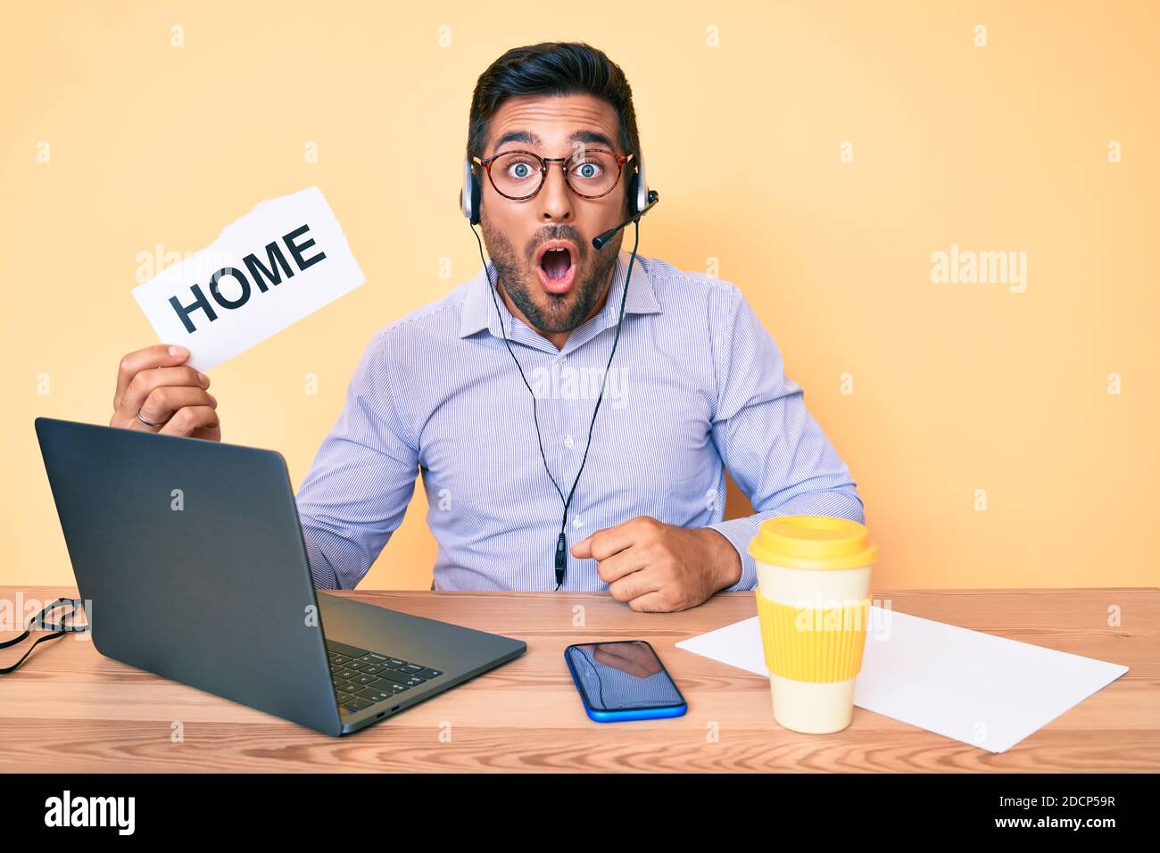Worried operator working headset hi-res stock photography and images ...