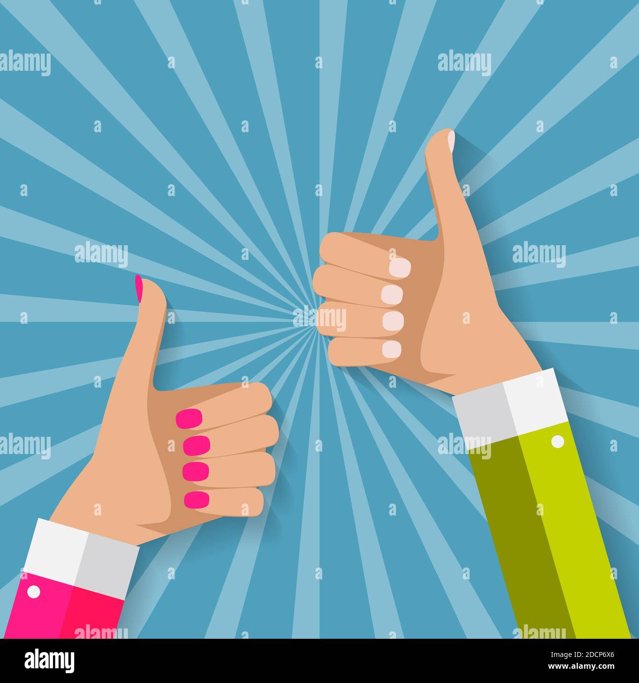 Flat Design Thumbs Up Background . Illustration Stock Photo - Alamy