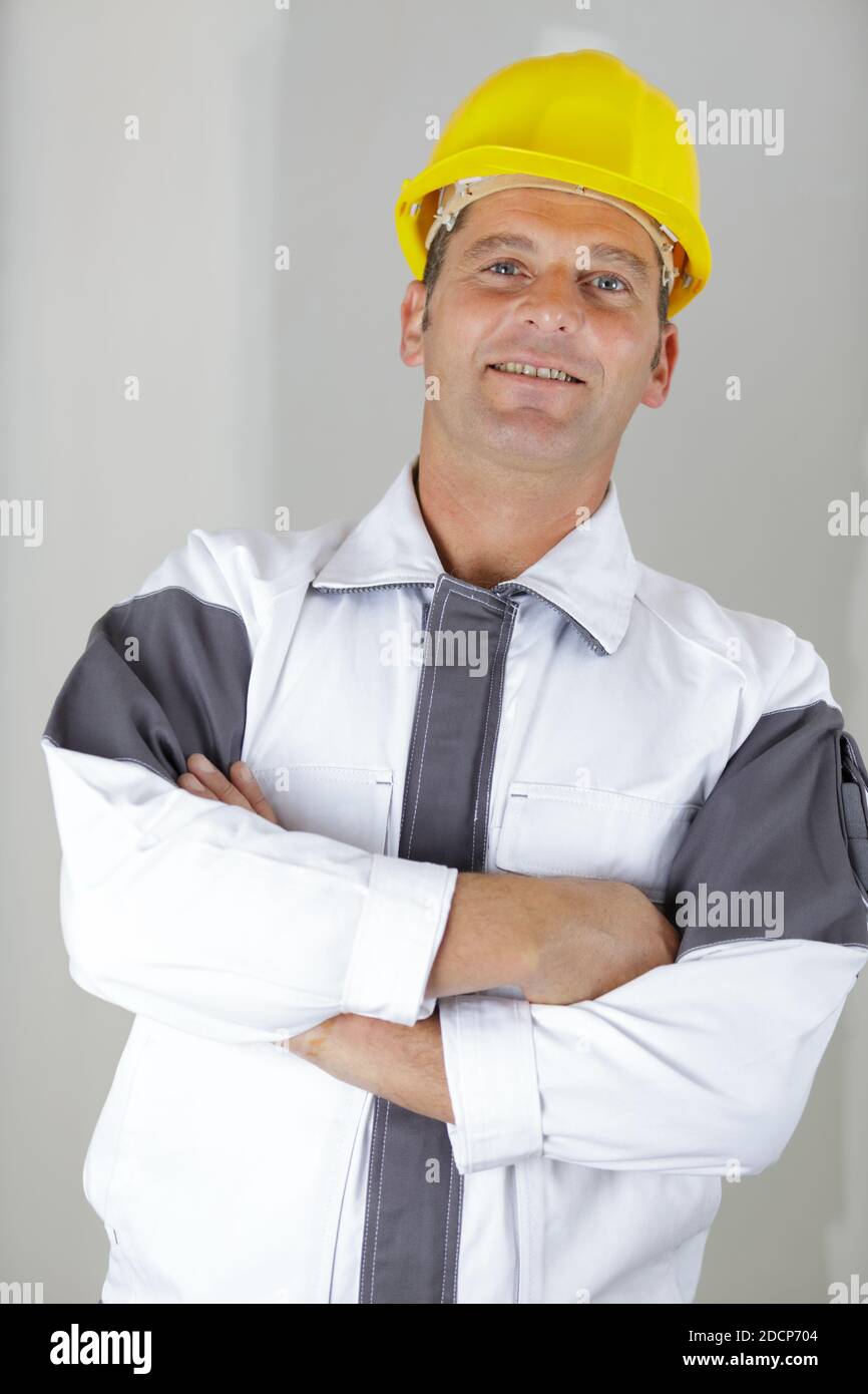 portrait of happy construction worker Stock Photo - Alamy