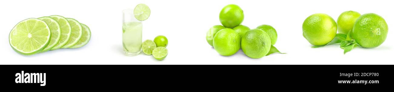 Group of limes isolated on white Stock Photo - Alamy