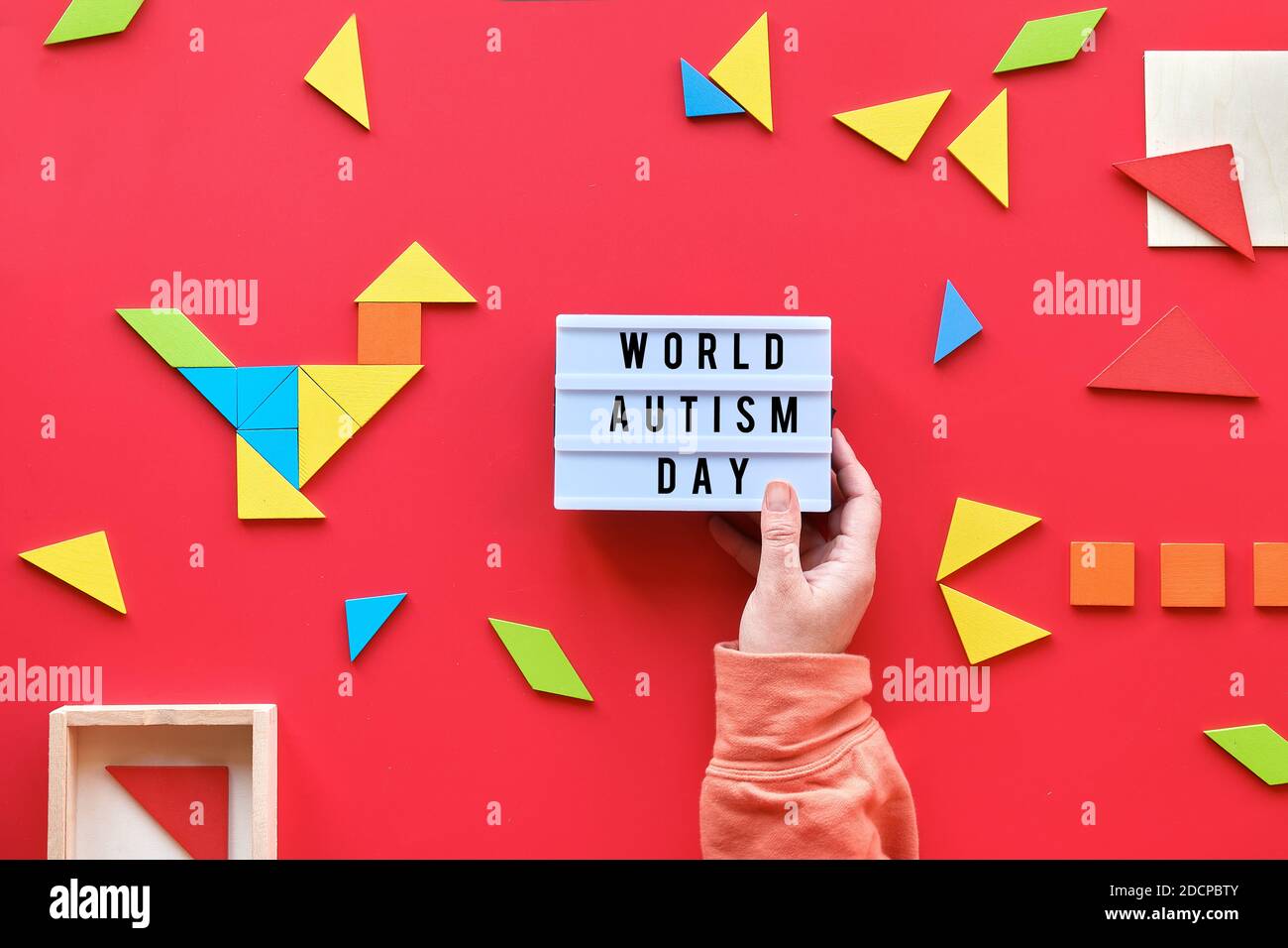 Creative design for Autism World Day on April 2, text on lightbox ...