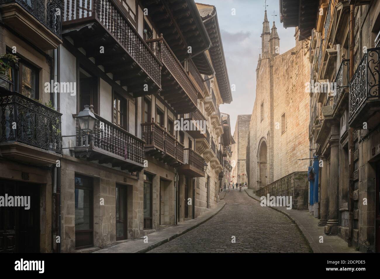 Streets of tipical Basque town at sunset Stock Photo - Alamy