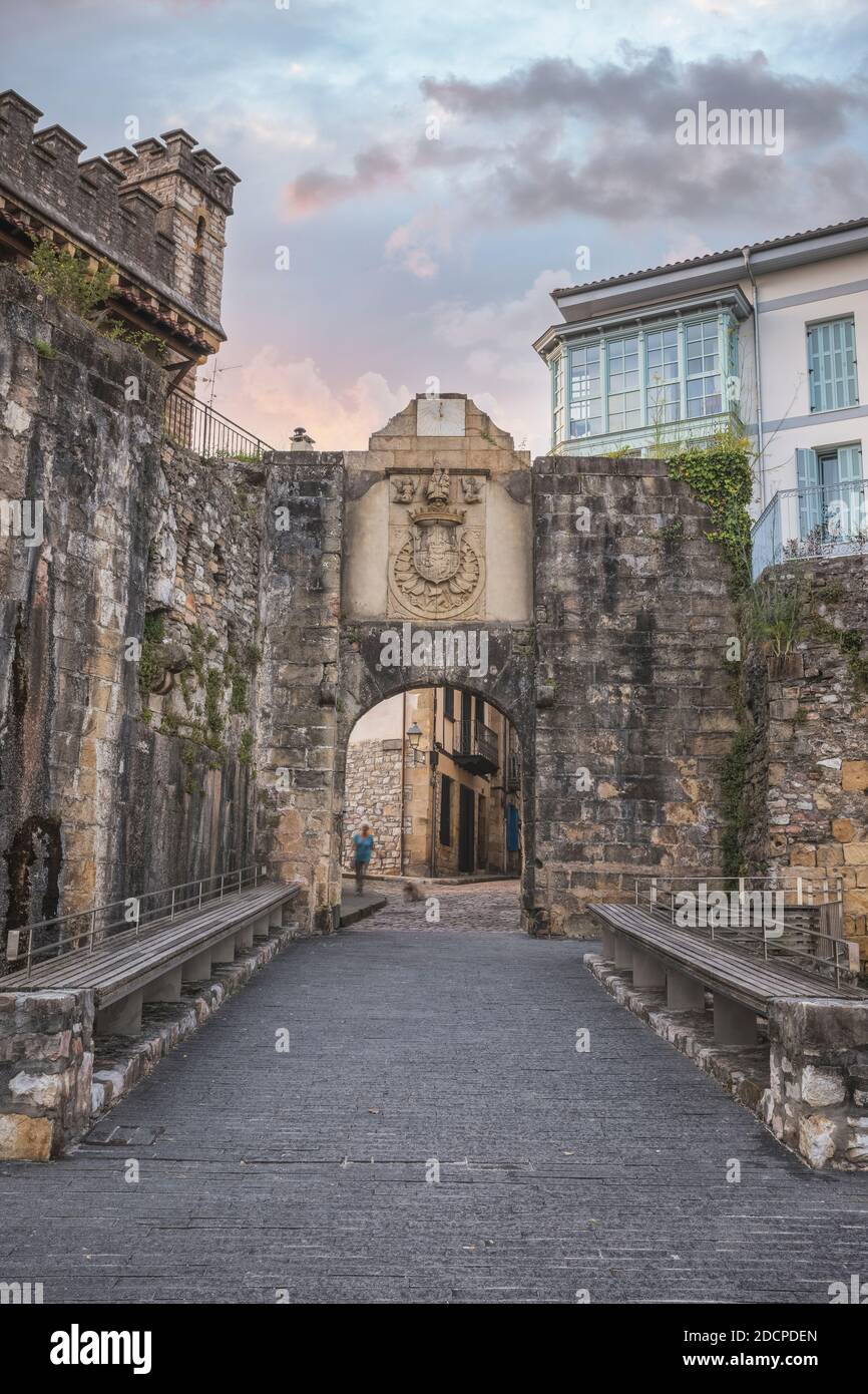 Streets of tipical Basque town and Door's town Stock Photo - Alamy