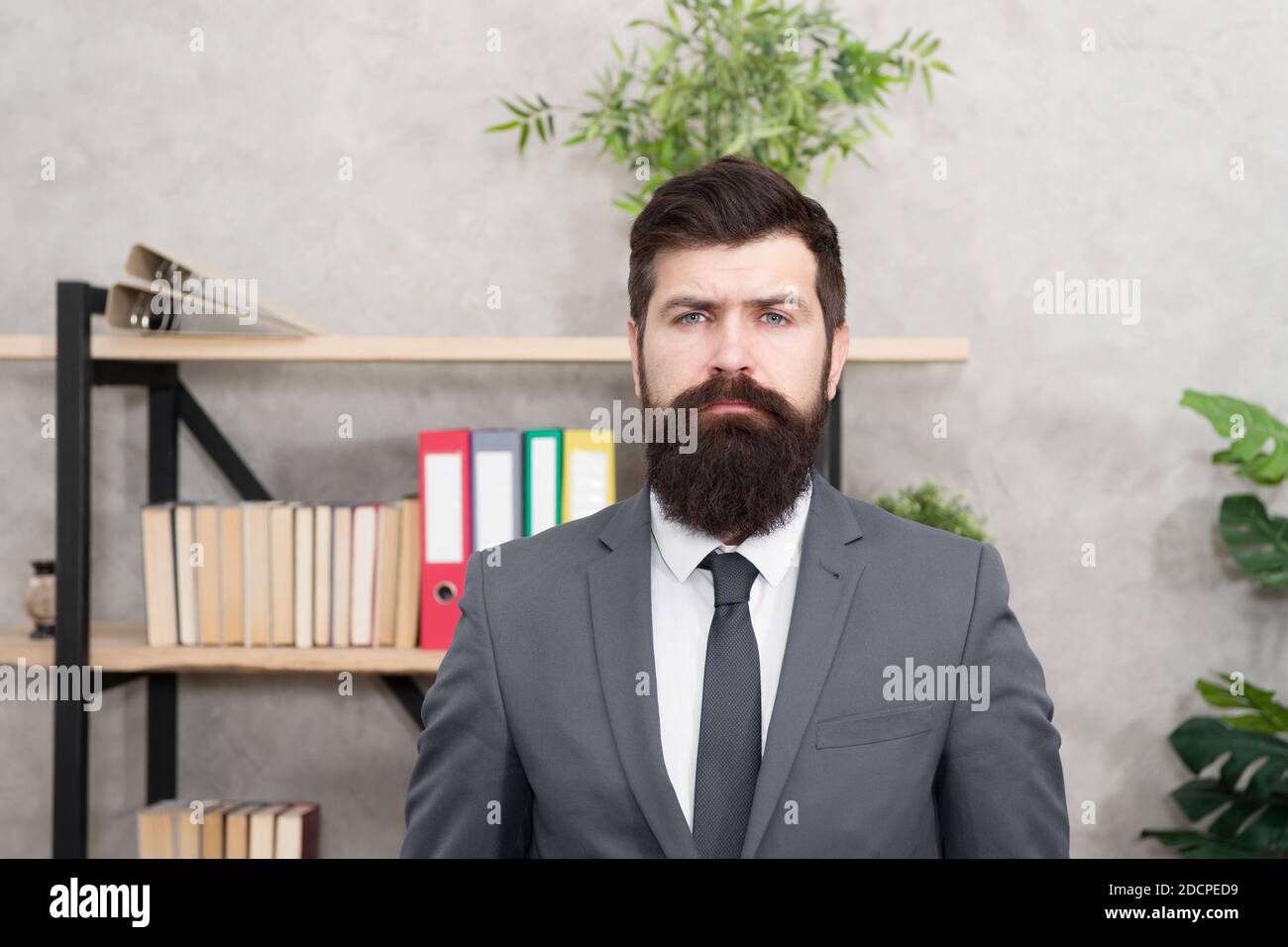 Head of human resources department. Man bearded serious office ...