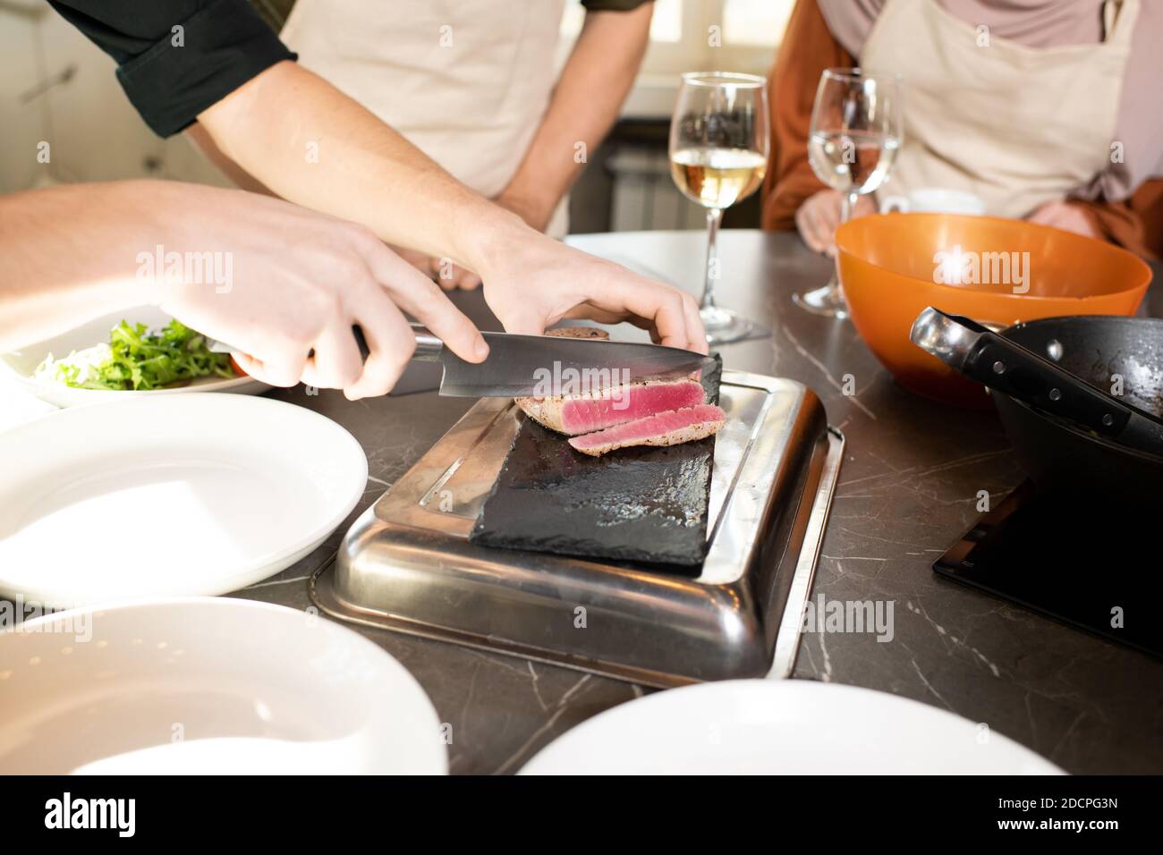 Male person cooking seafood hi-res stock photography and images - Alamy