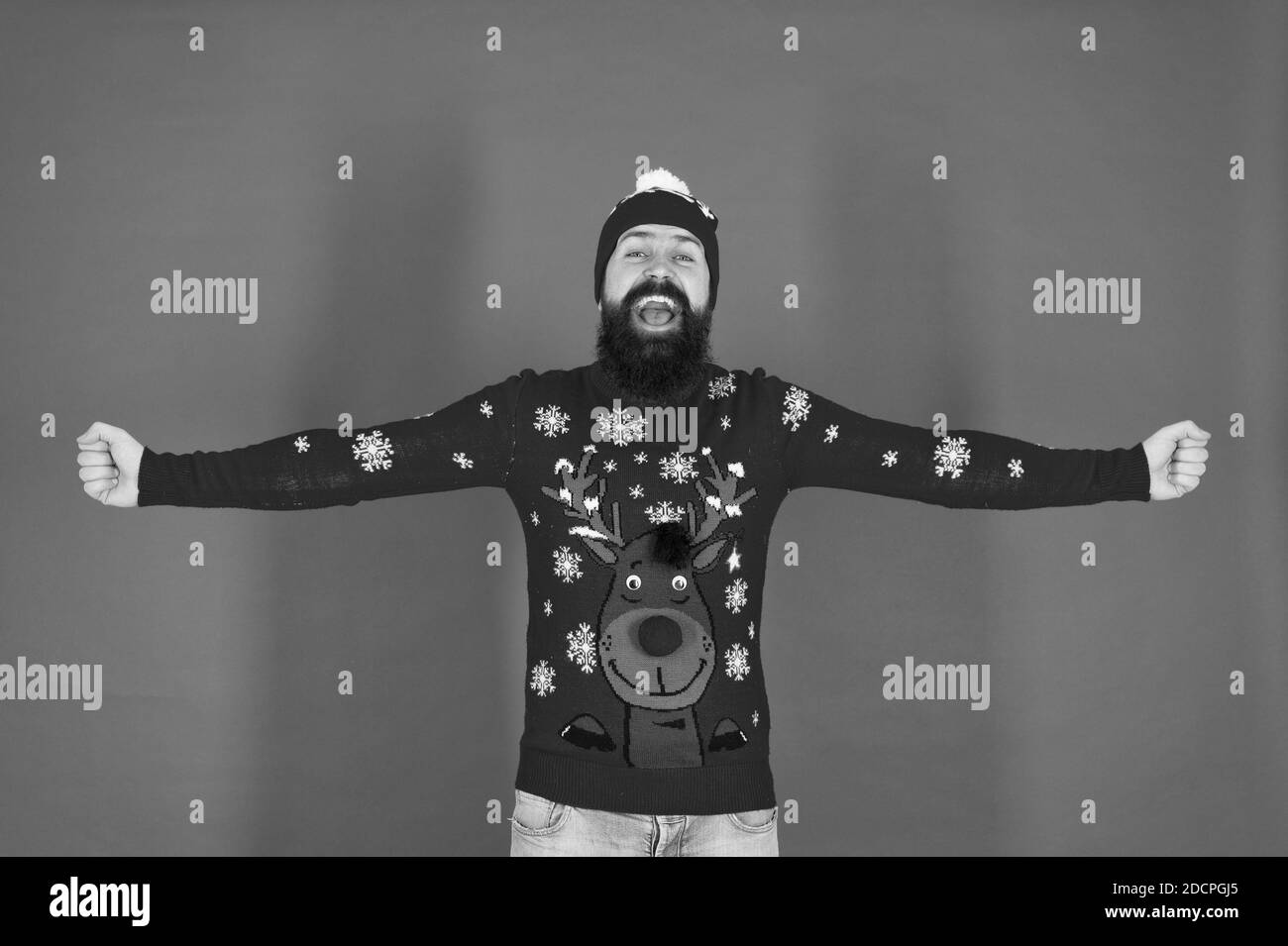 Knitted santa hat beard Black and White Stock Photos & Images - Alamy